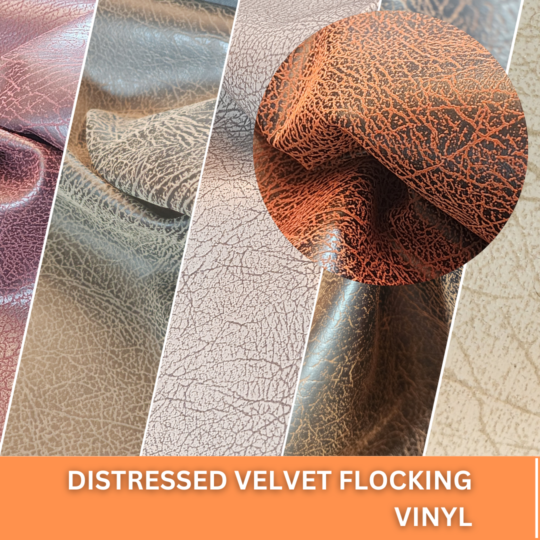 Distressed Velvet Flocking Vinyl by The Roll | Big Z Fabric