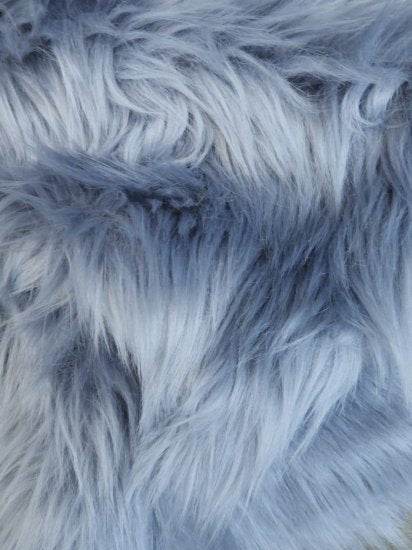Shadow Blue Solid Shaggy Long Pile Faux Fur Fabric by the Yard | Big Z ...