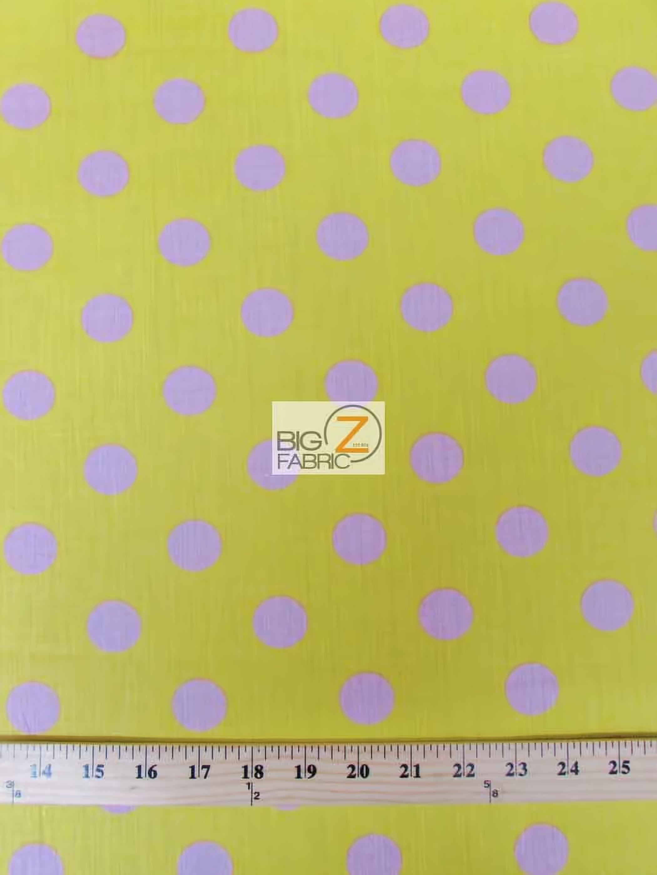Poly Cotton Printed Fabric Big Polka Dots Yellow Pink Dots 50 Yard Bolt ...